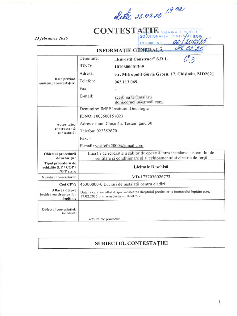 Documentul Contestatiei 02 206 25 | PDF