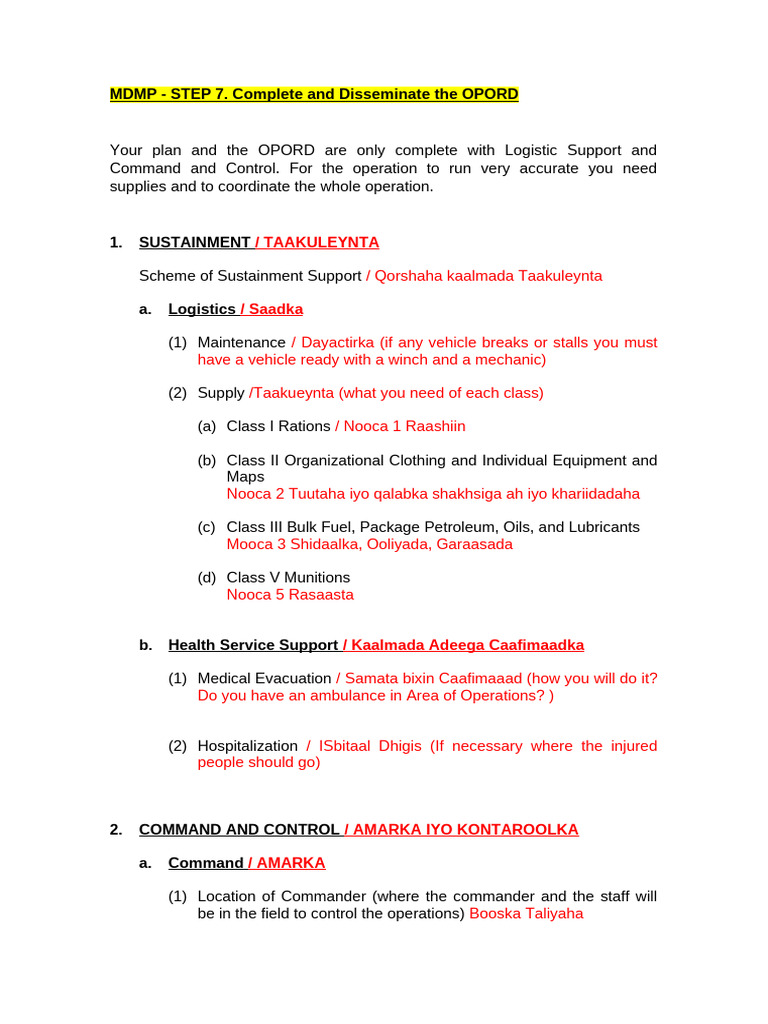 5 - Complete The Operations Order Op - Lion - Ok | PDF