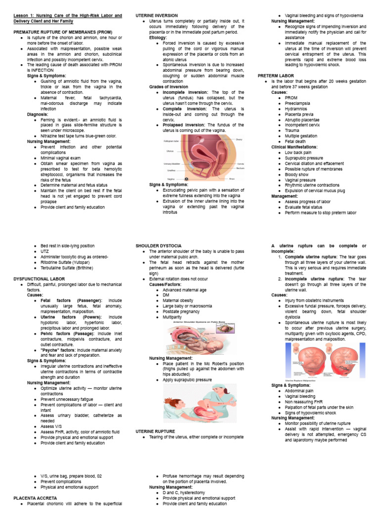 CMC Lec Maternal HR - Lesson 1 (Finals) | PDF | Childbirth | Uterus