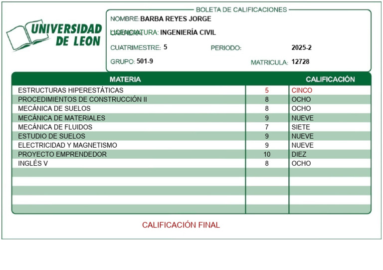 Licenciatura:: Barba Reyes Jorge Ingeniería Civil 5 2025-2 501-9 12728 ...