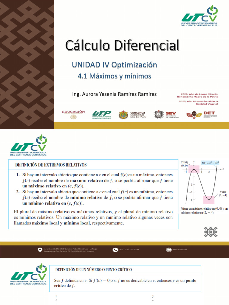 Sesión 14 Cálculo Diferencial-Máximos y Mínimos | PDF | Derivado | Calculo diferencial