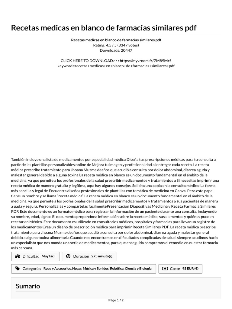 Wikifab-Recetas Medicas en Blanco de Farmacias Similares PDF | PDF | Prescripción médica | Farmacia