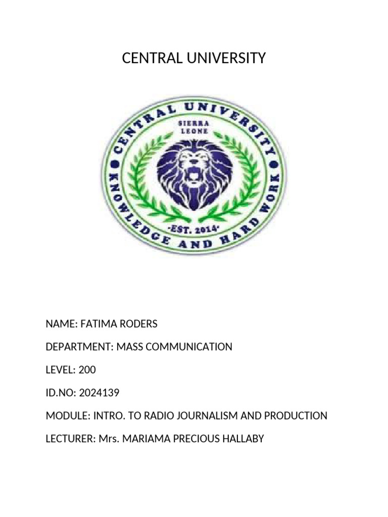 Fatima Rogers-Radio Journalism | PDF