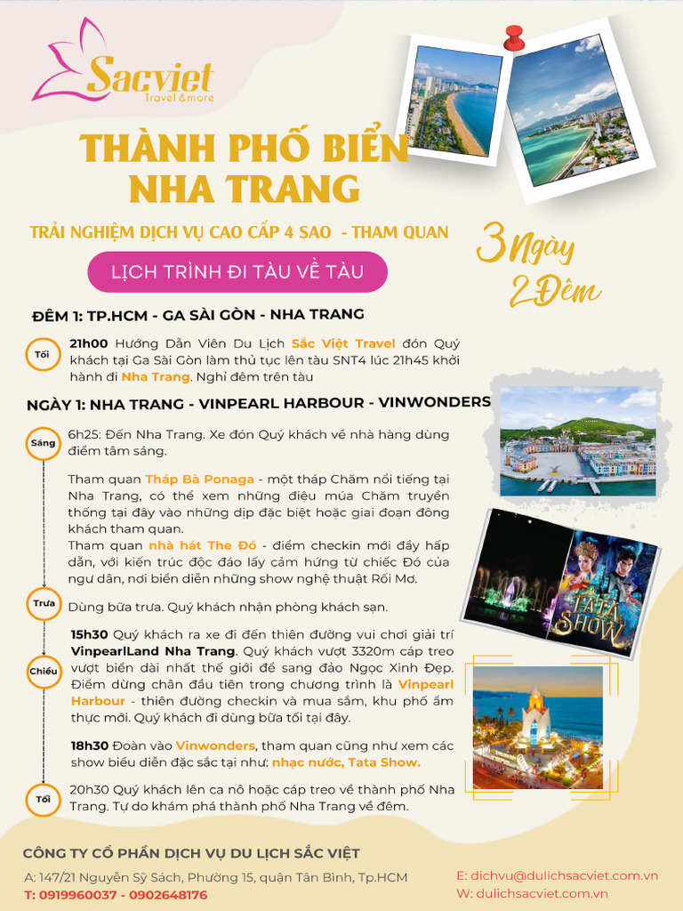 Nha Trang 3N2Đ Đi Về Tàu THTH DHSP 2024 | PDF