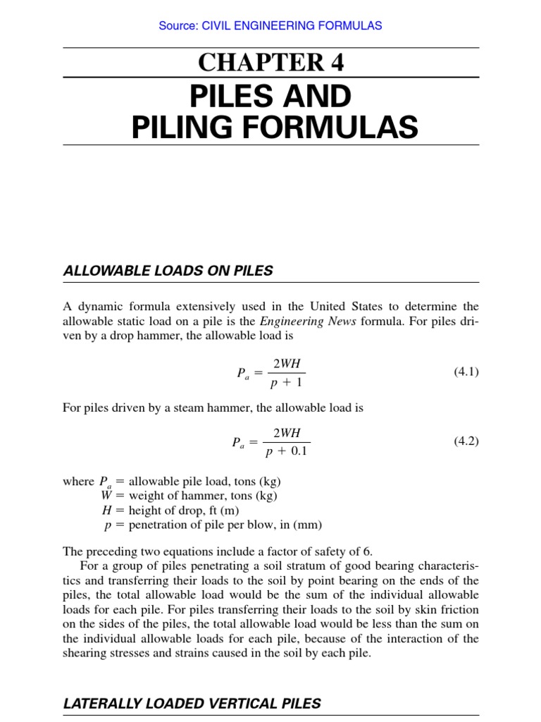 Piles and Piling Formula | PDF | Deep Foundation | Strength Of Materials