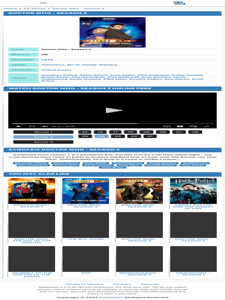 Watch Doctor Who - Season 2 in 1080p On Soap2day | PDF