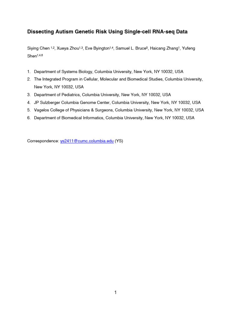 Dissecting Autism Genetic Risk Using Single-cell RNA-seq Data | PDF ...