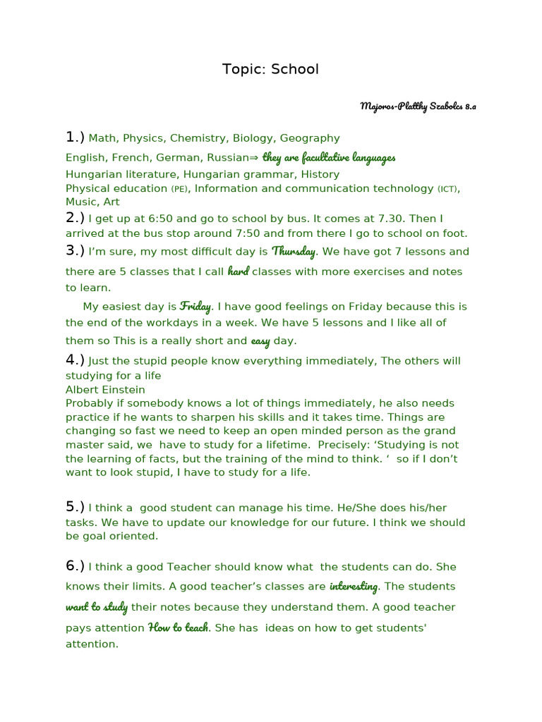 Topic 2 - School | PDF | Learning | Cognition