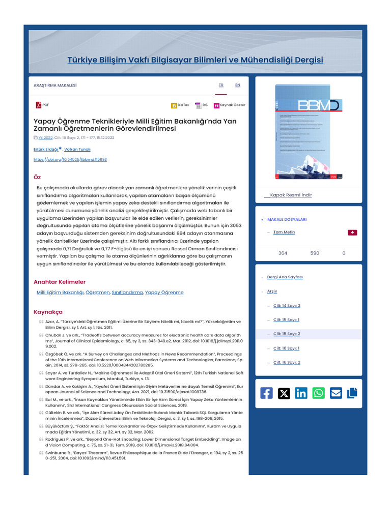 Türkiye Bili Im Vakfı Bilgisayar Bilimleri Ve Mühendisli I Dergisi | PDF