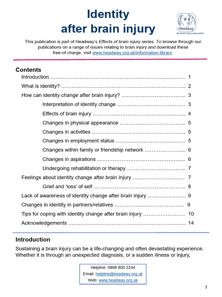 Identity Changes After Brain Injury | PDF | Identity (Social Science ...