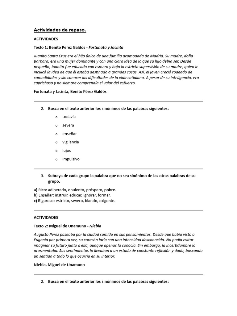 Actividades de Repaso Tema 2 3 4 5 | PDF | Palabra | Morfología Lingüística