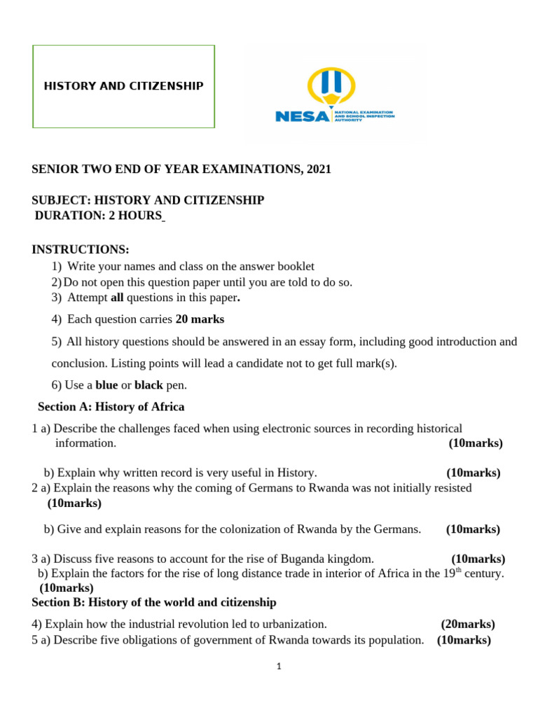 S2 History and Citizenship Exam 2021 | PDF | Citizenship | Economies