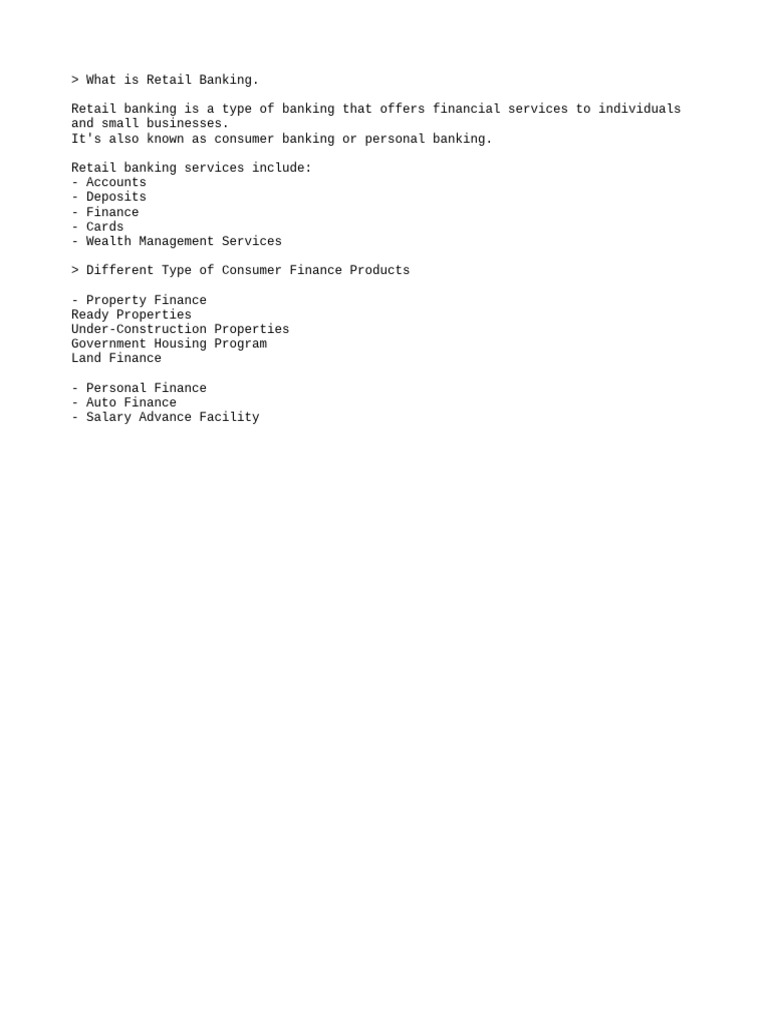 Retail Banking and Products | PDF
