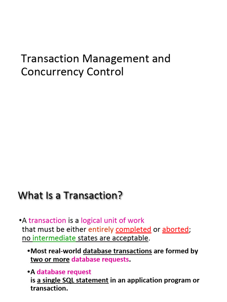 Lec 6 Transaction Management and Concurrency Control | PDF | Database Transaction | Databases