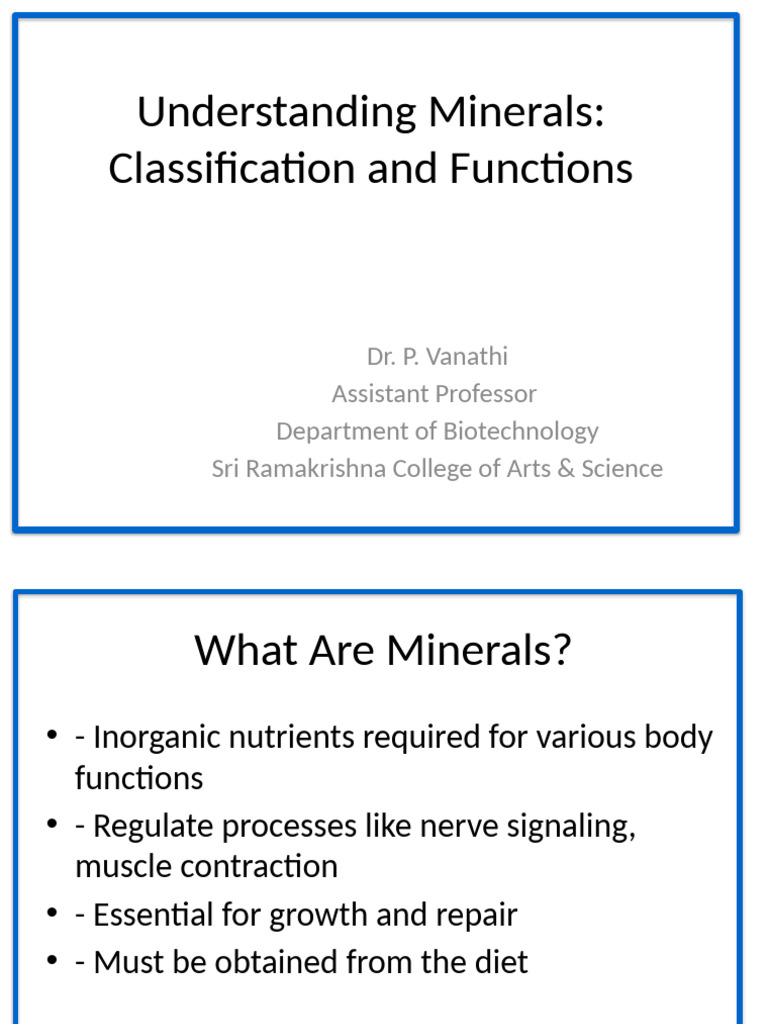 Essential Minerals: Functions & Sources | PDF