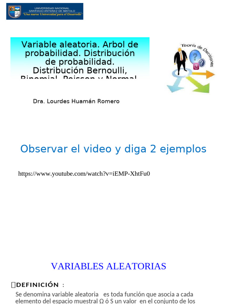 Sesión 3 Variables Aleatorias Alumnos | PDF | Teoría de probabilidad | Distribución de probabilidad