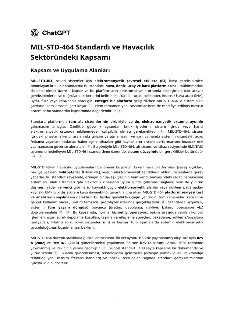 MIL-STD-464 - Kapsam Ve İçerik - Electromagnetic Environmental Effects ...