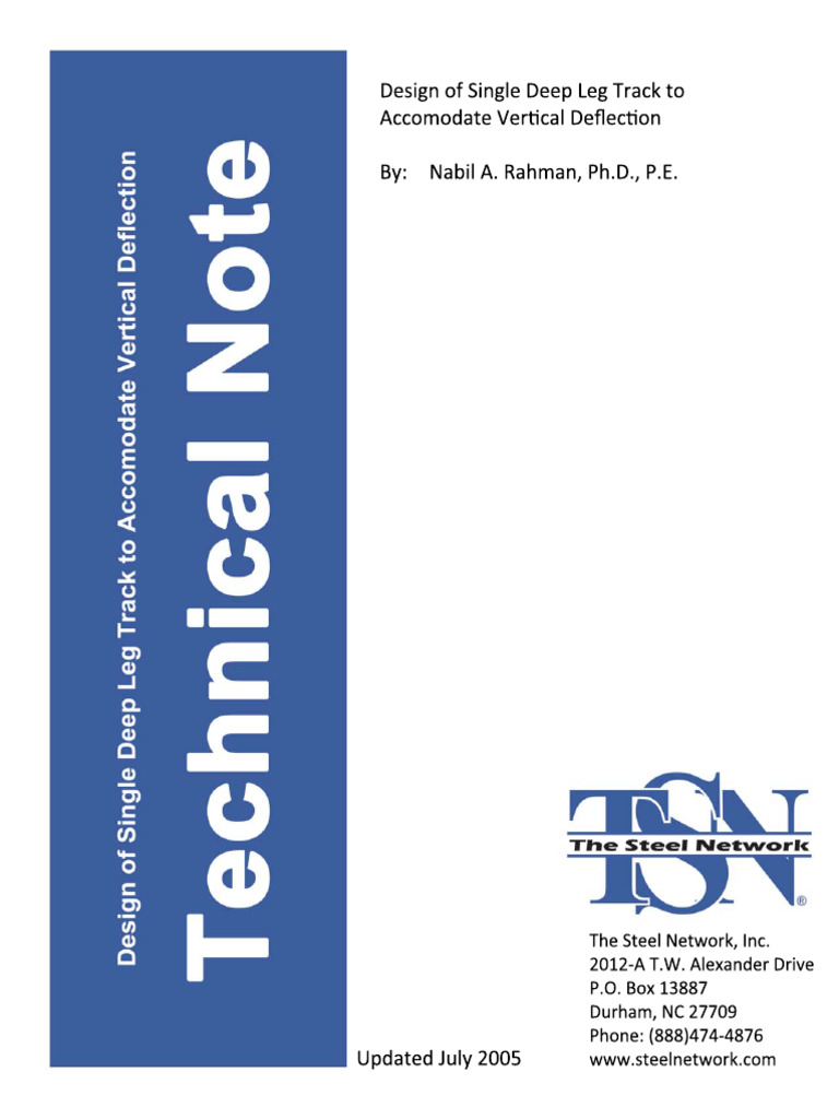 Single Deep Leg Track Design Guide | PDF | Strength Of Materials ...