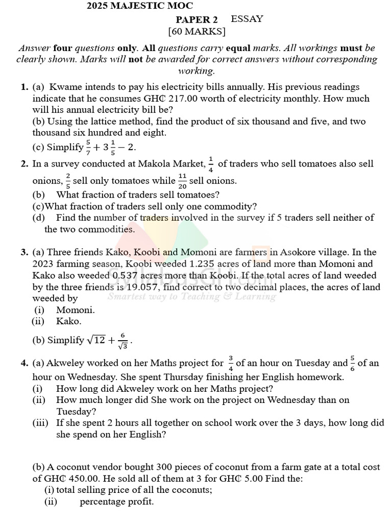 2025 Majestic Mock Mathematics 2 | PDF