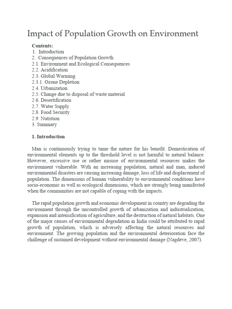 Impact of Population Growth On Environment 16-11-24.. - 075717 | PDF ...