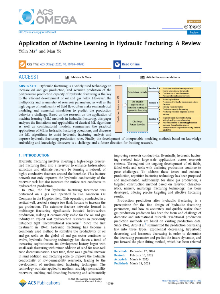 Ma Ye 2025 Application of Machine Learning in Hydraulic Fracturing A Review | PDF | Support ...