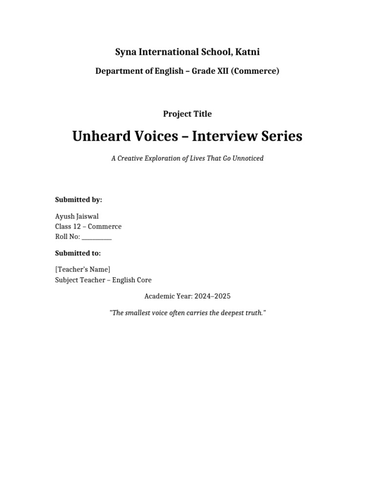 Unheard Voices: Stories of Silent Strength | PDF