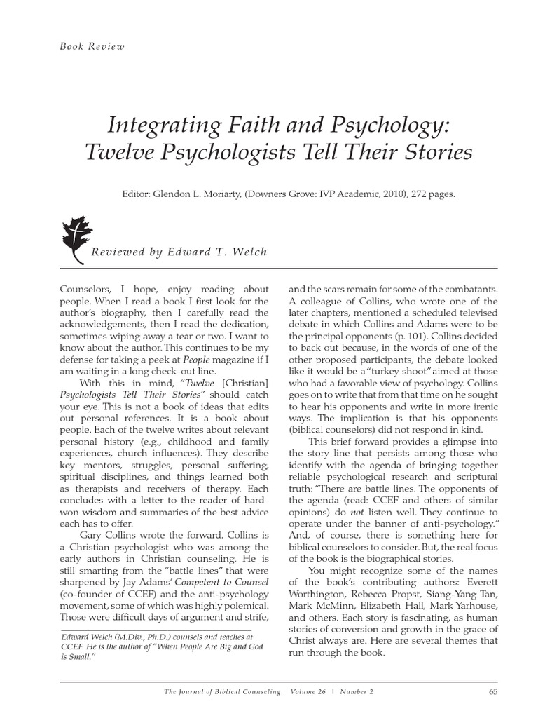 Integrating Faith and Psychology - Twelve Psychologists Tell ... - CCEF ...