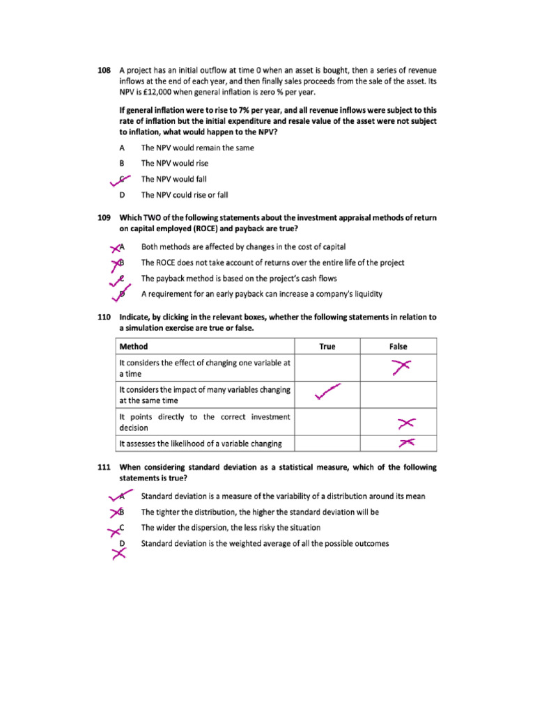 FM - MCQ +sec C - Inv Appraisal - 130525 | PDF | Net Present Value | Financial Services