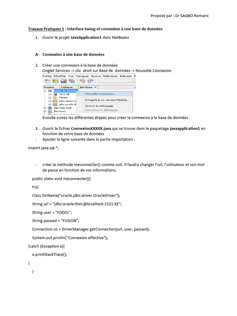 Travaux Pratiques | PDF | Java (Langage de programmation) | NetBeans