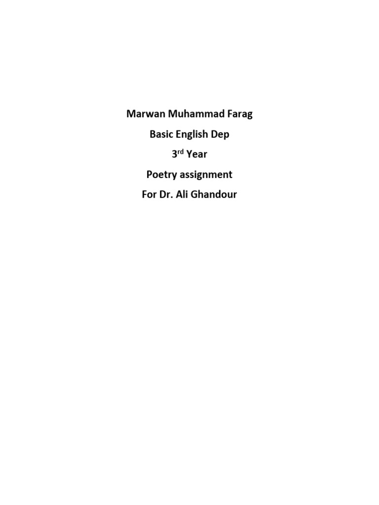 Marwan Muhammad - Poetry Assignment | PDF | Poetry | Rhyme