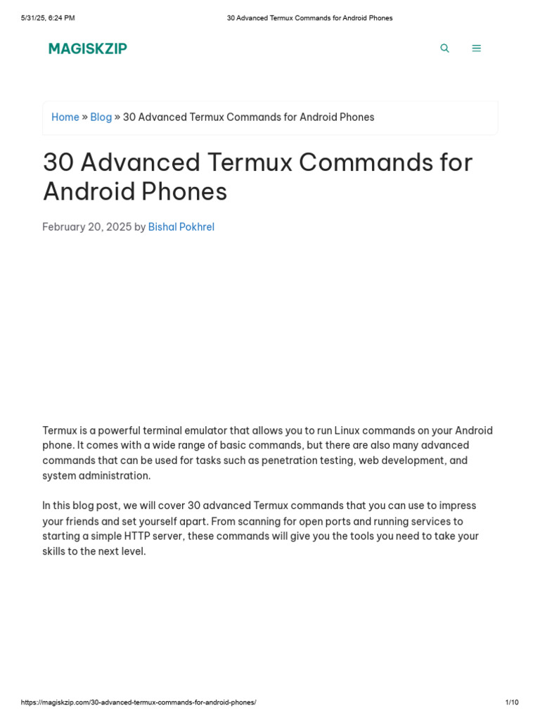 30 Advanced Termux Commands for Android Phones | PDF | Android (Operating System) | Computer Network