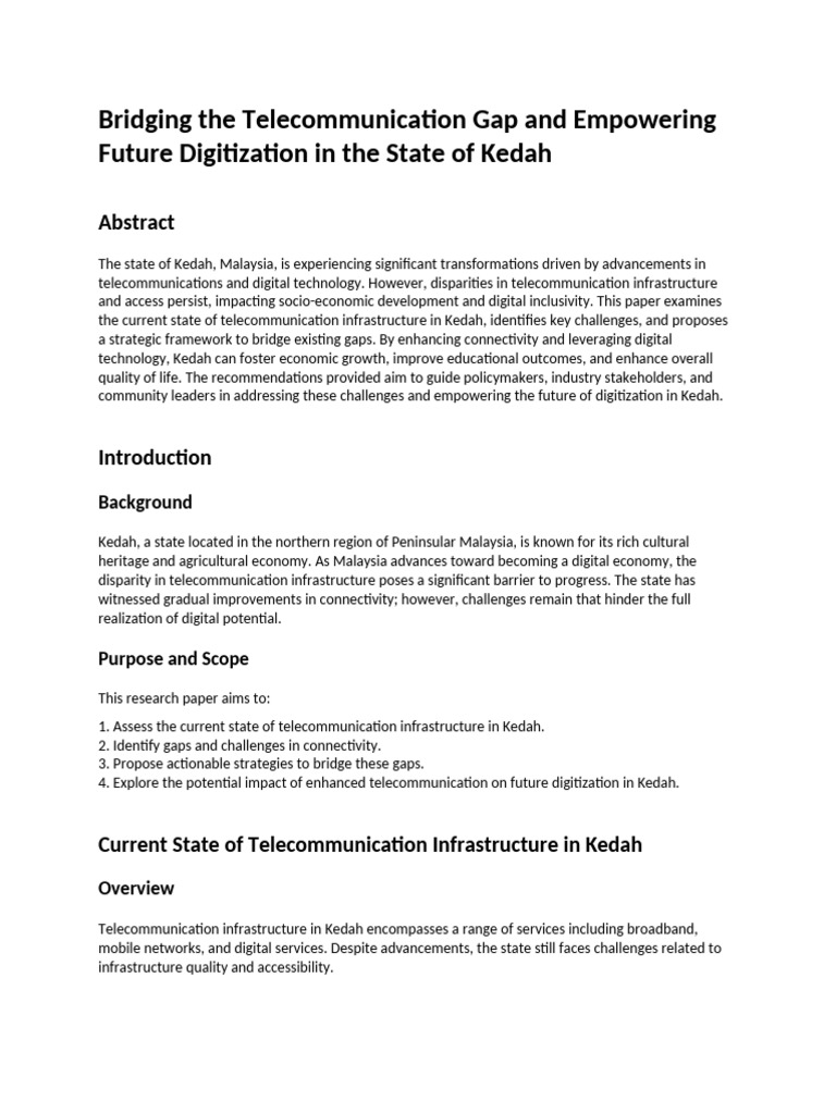 Bridging The Telecommunication Gap and Empowering Future Digitization ...