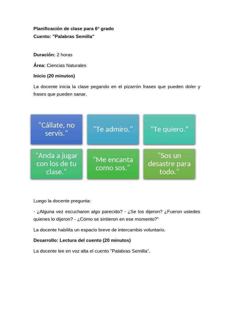 Actividades con "Palabras Semilla" | PDF