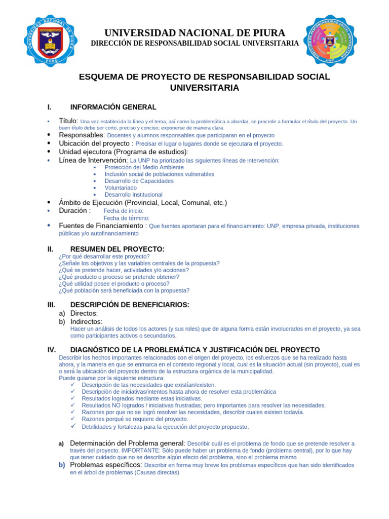 0 Esquema de PRESENTACIÓN de Proyecto de Responsabilidad Social Universitaria | PDF | Business ...