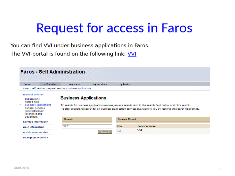 VVI Request For Access Internal Users | PDF