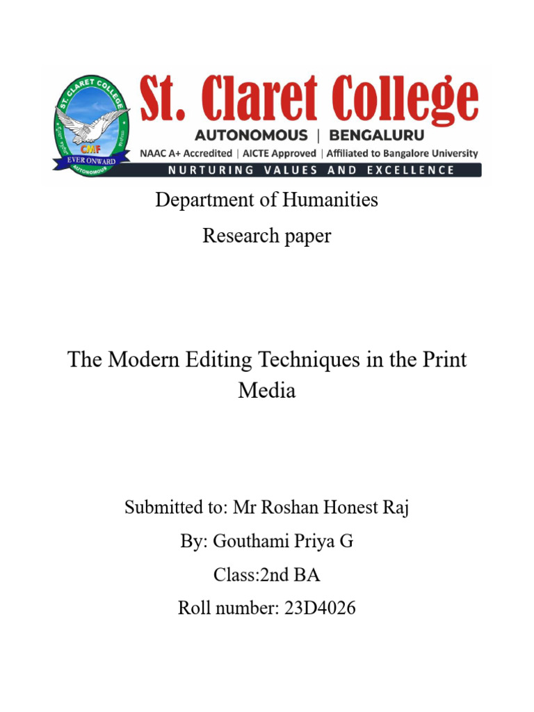 Modern Editing Techniques in Print Media | PDF | Editing | Journalism