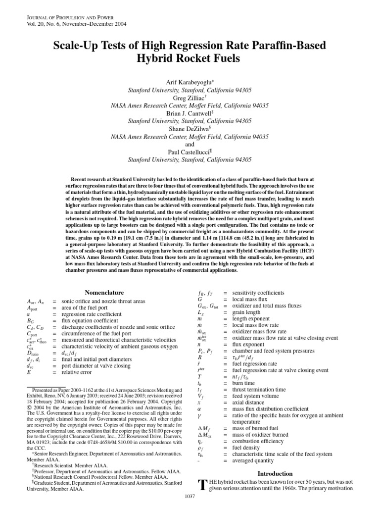 Scale-Up Tests of High Regression Rate Paraf N-Based | PDF | Rocket ...