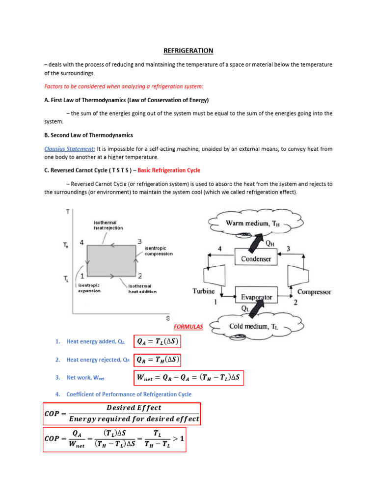 Refrigeration Reversed Carnot Cycle | PDF | Refrigeration | Heat