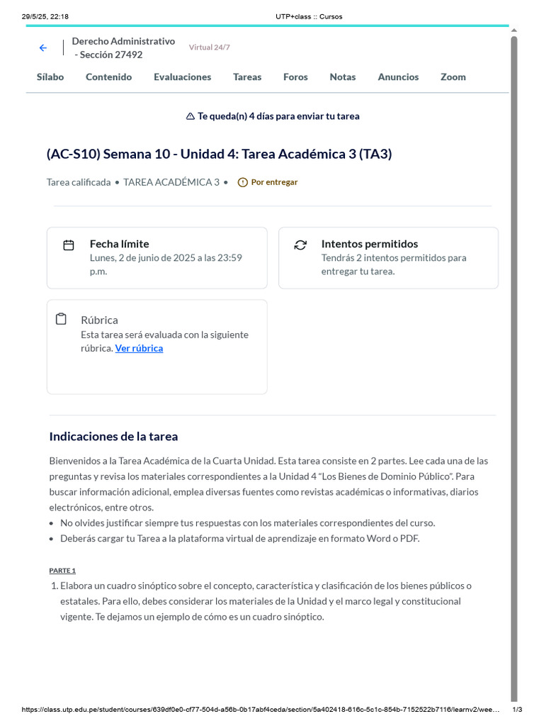 Utp+Class - Cursos - Tarea Acedemica 3 | PDF