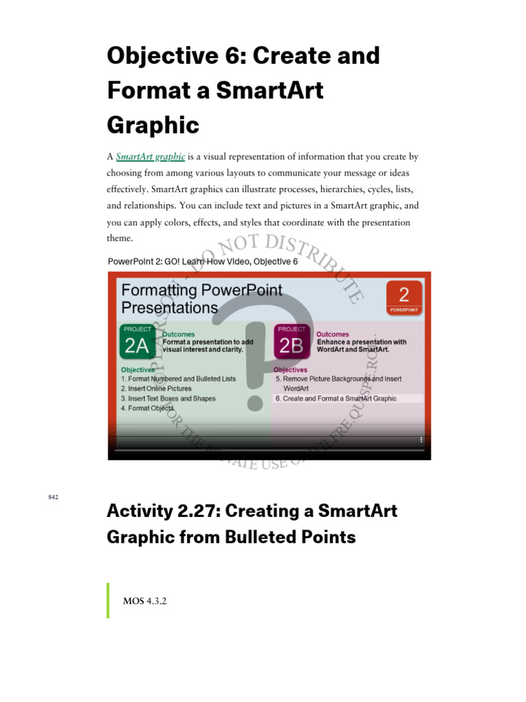 Objective 6 - Create and Format A SmartArt Graphic | PDF | Tag (Metadata) | Software