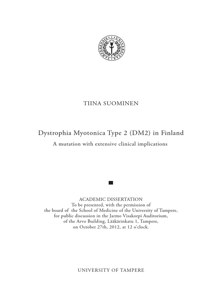 Dystrophia Myotonica Type 2 (DM2) in Finland: Tiina Suominen | PDF ...