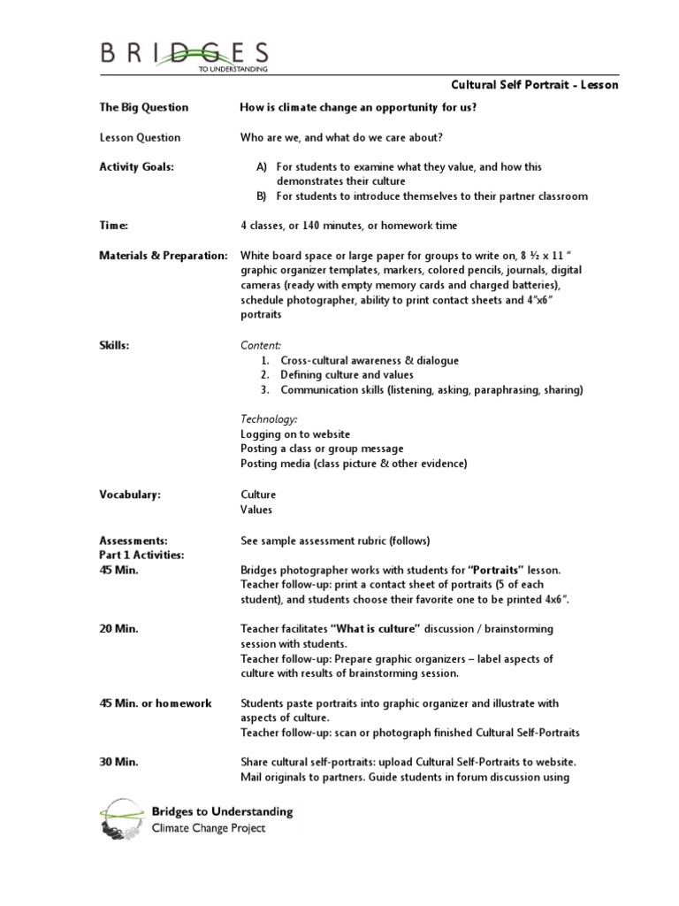 Lesson Intro Cultural Self Portrait 20070628 | PDF | Brainstorming ...