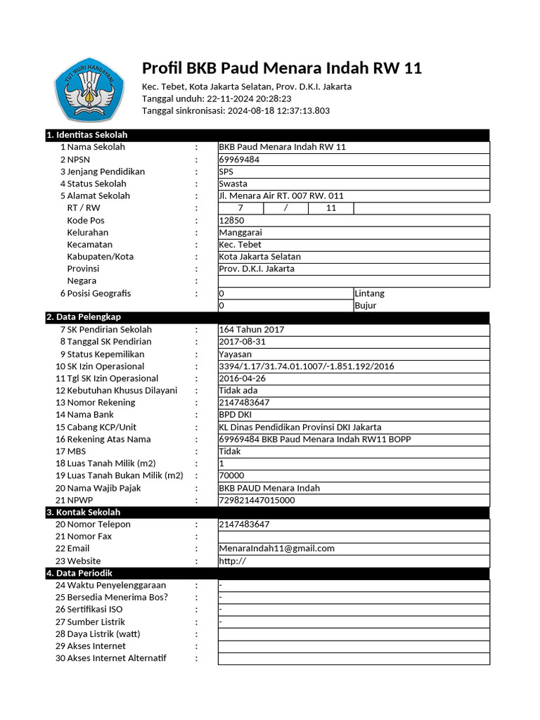 Profil Pendidikan BKB Paud Menara Inda (22-11-2024 20 - 28 - 23) | PDF