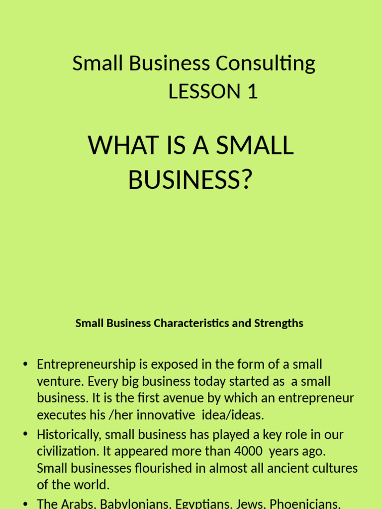Lesson 1 What Is A Small Business | PDF | Entrepreneurship | Economies