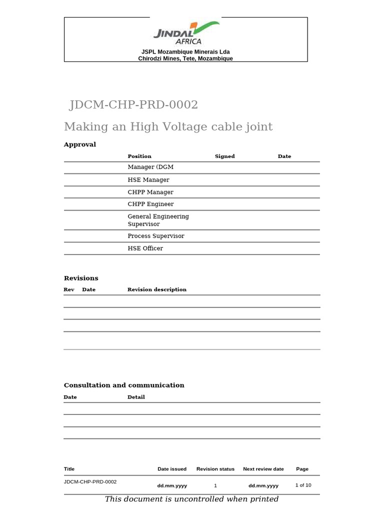 JDCM-CHP-PRD-2024.1 Making An HV Joint | PDF | Insulator (Electricity)