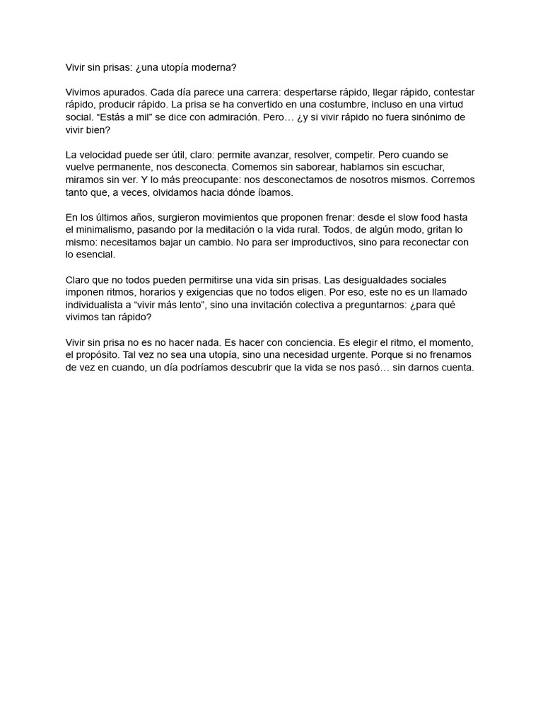 Vivir Sin Prisas | PDF