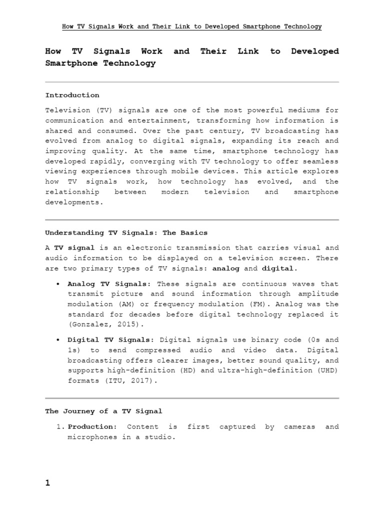 TV Signals and Smartphone Technology Link | PDF | Television | Digital ...