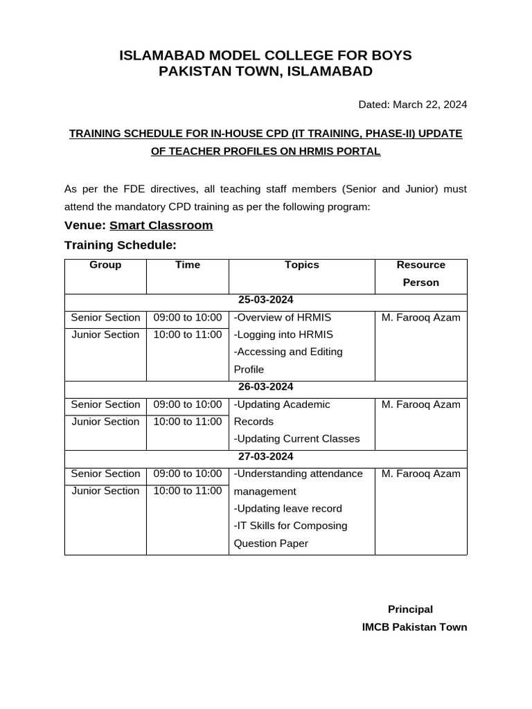 CPD - II Training Session For Teachers | PDF