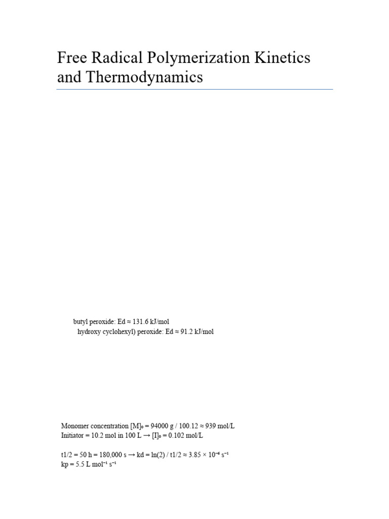 Polymerization Kinetics Report | PDF