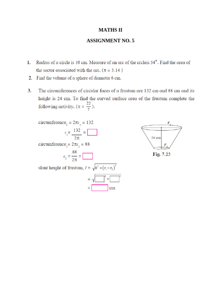 Maths II Assignment 5 STD X | PDF